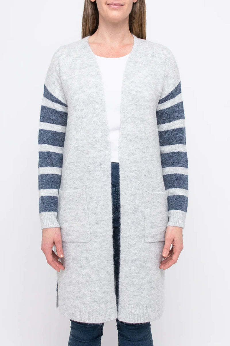 Jump Silver/granite Stripe Longline Cardigan – theshoeoutletstore