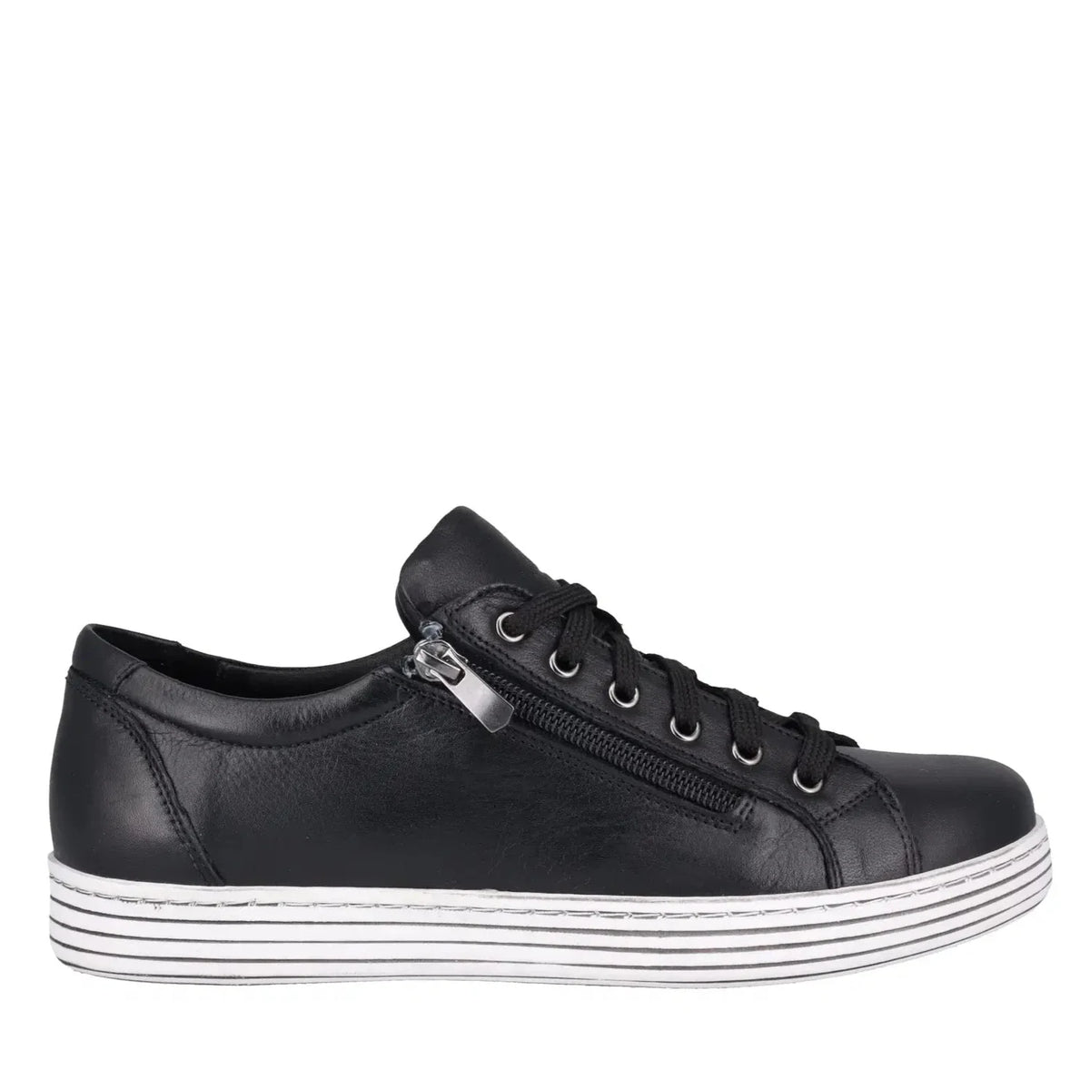 Cabello Unity Black Side Zip & Lace Up Sneakers – theshoeoutletstore
